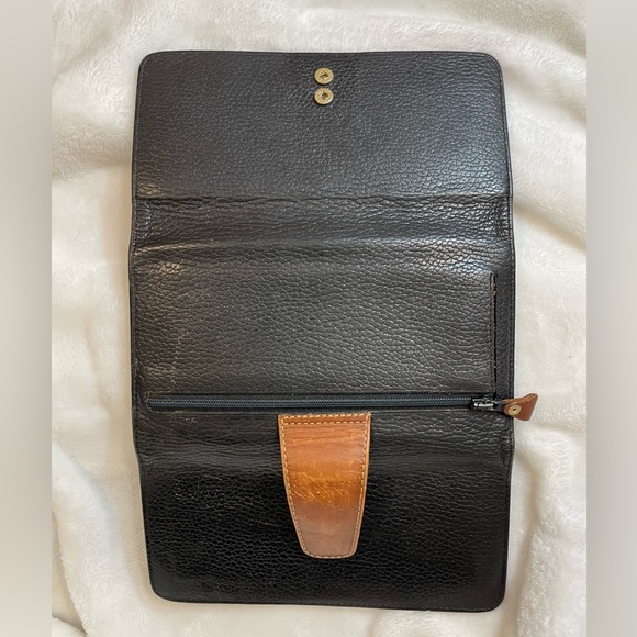 Fossil | Bags | Vintage Fossil Wallet Trifold Checkbook Black Pebbled ...